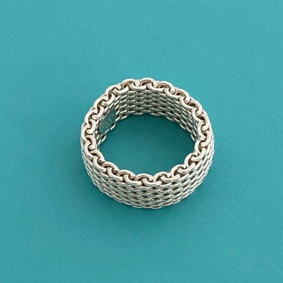 Tiffany & Co. | Jewelry | Size 45 Tiffany Co Somerset Mesh Basket Weave Ring In Sterling Silver ...